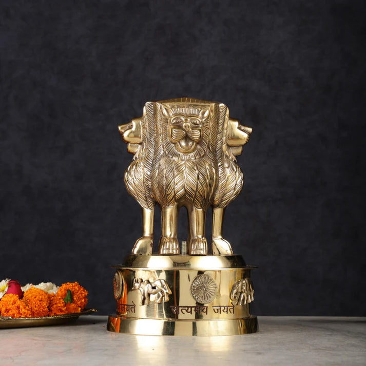 3" Brass Indian NATIONAL Emblem - Republic of INDIA - Ashok STAMBH Sta ...